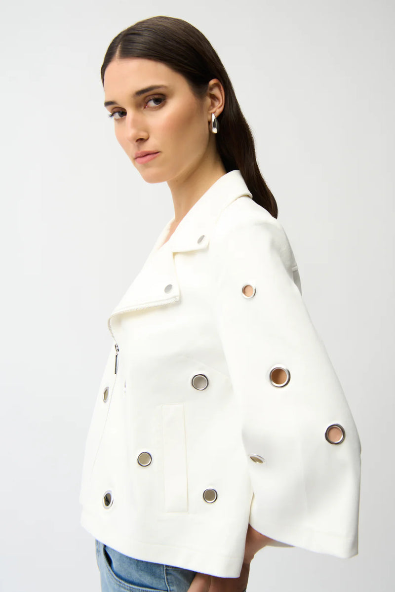 Joseph Ribkoff Faux Suede Jacket in Vanilla