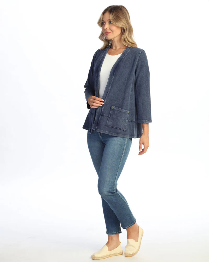 Jess & Jane Terry Cardigan in Denim